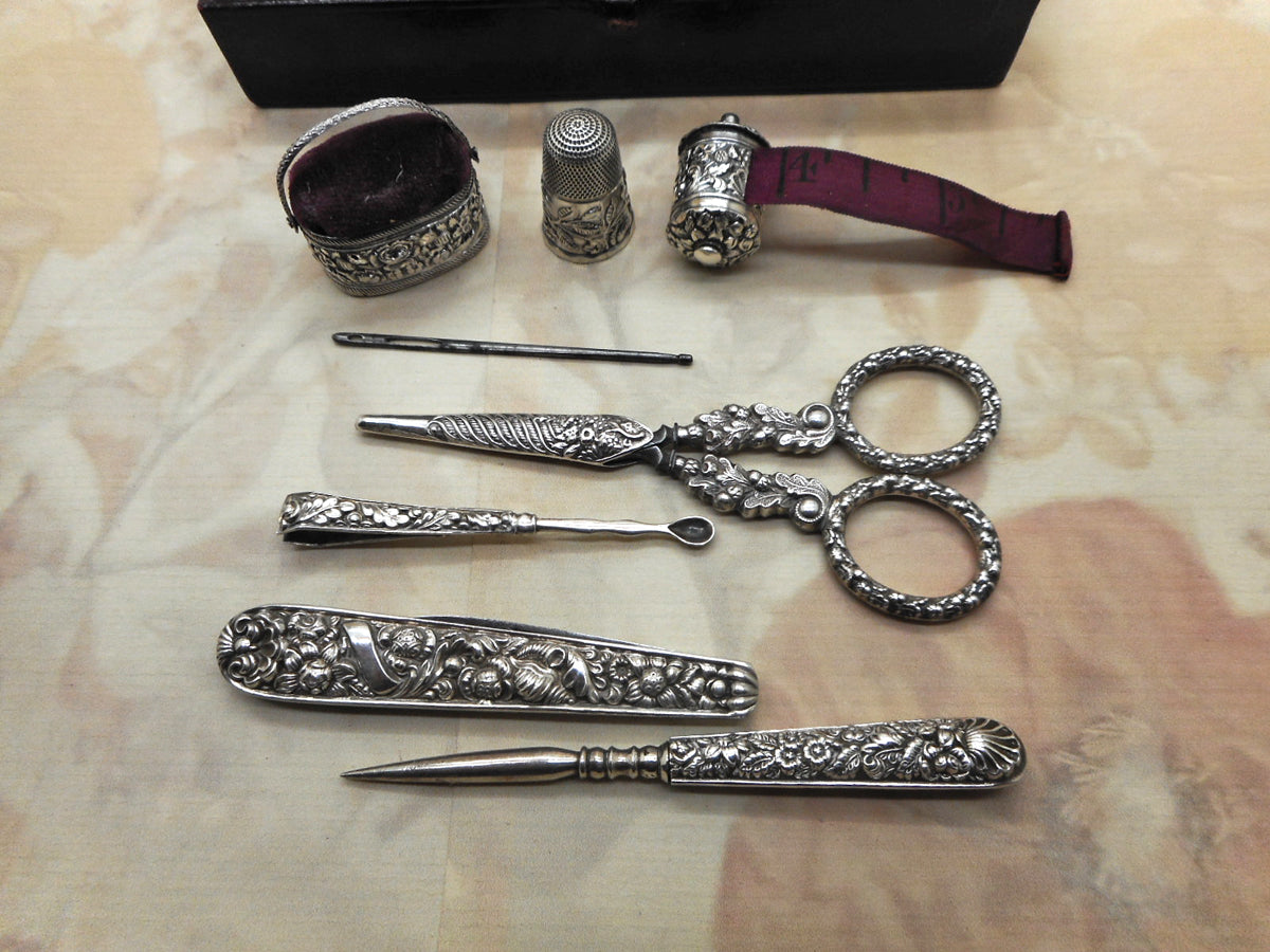 A Regency maroon leather sewing set / etui. English c1835. – Curio ...