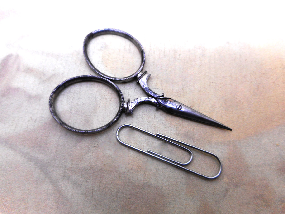 SOLD…..A small pair of Palais Royal steel scissors from a sewing box ...