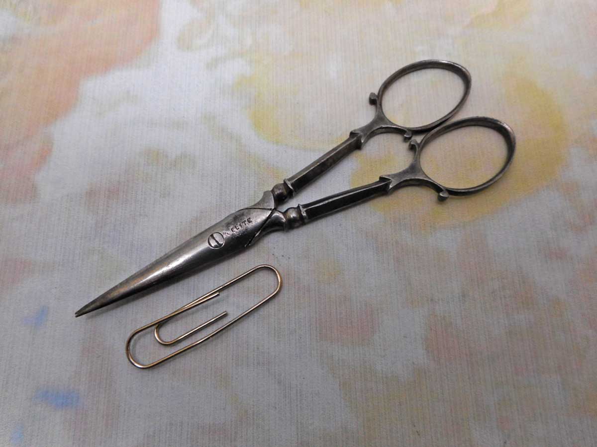 A pair of 19th century steel sewing scissors. Elite (Joseph Rogers ...