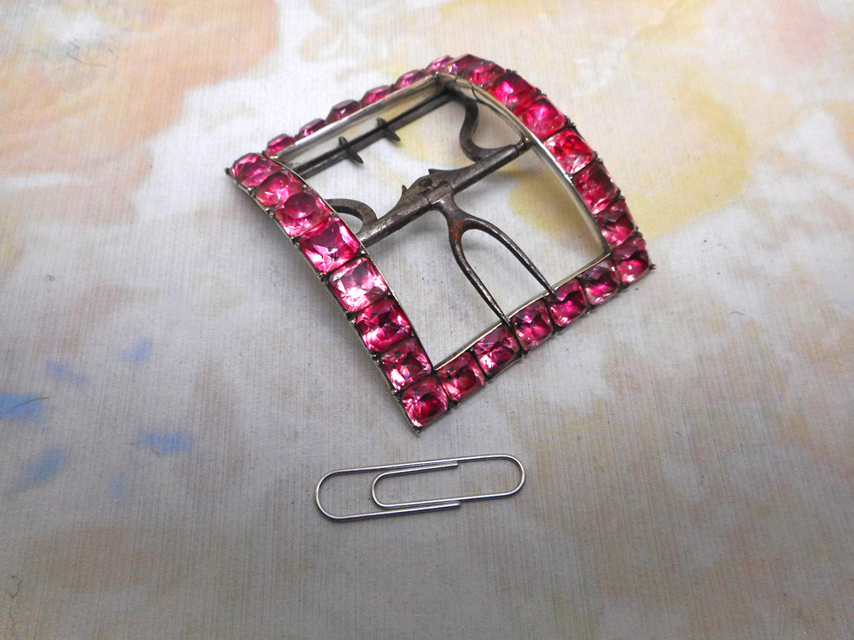 SOLD…....A single Georgian shoe buckle set with square pink pastes. c1 ...