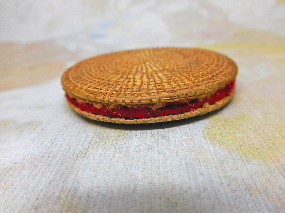 A woven straw pin cushion disc. c1830. Possibly Quaker work. – Curio ...