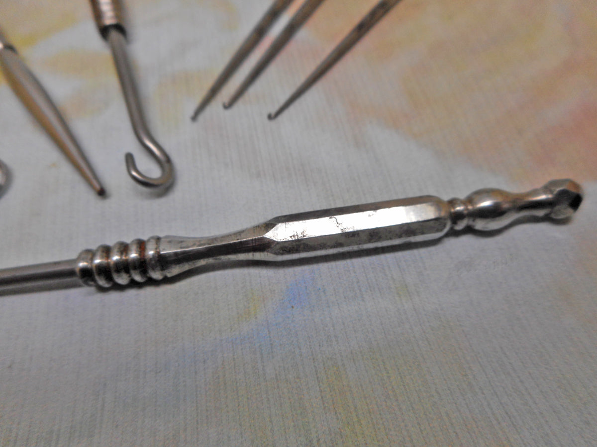 A group of steel sewing tools. c 1870 – Curio Cabinet Antiques