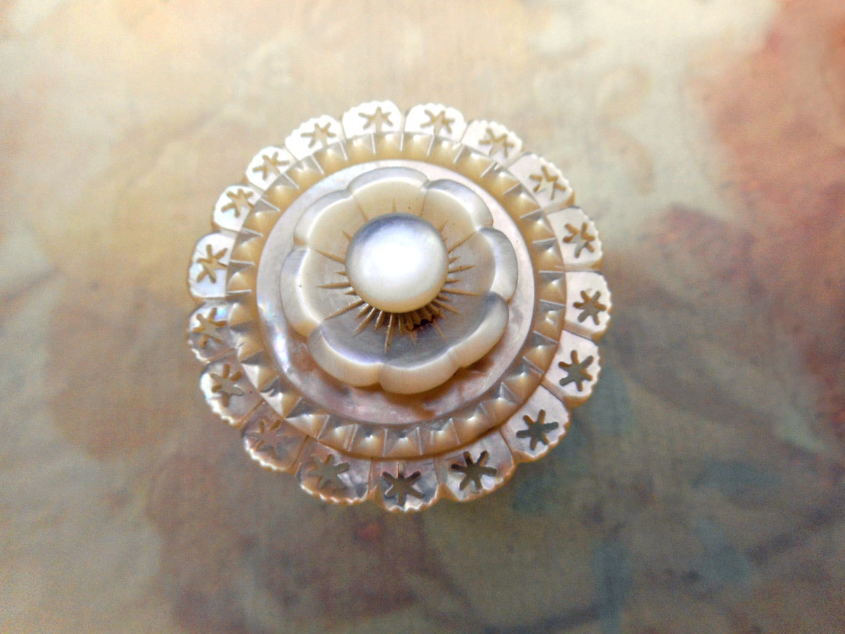 SOLD......A pair of good quality carved pearl reels / spools. c 1840 ...