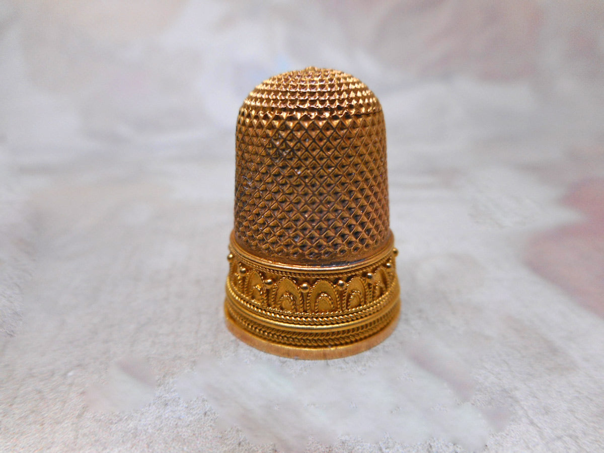 SOLD…............An 18ct Etruscan style gold thimble in its box. c1870 ...